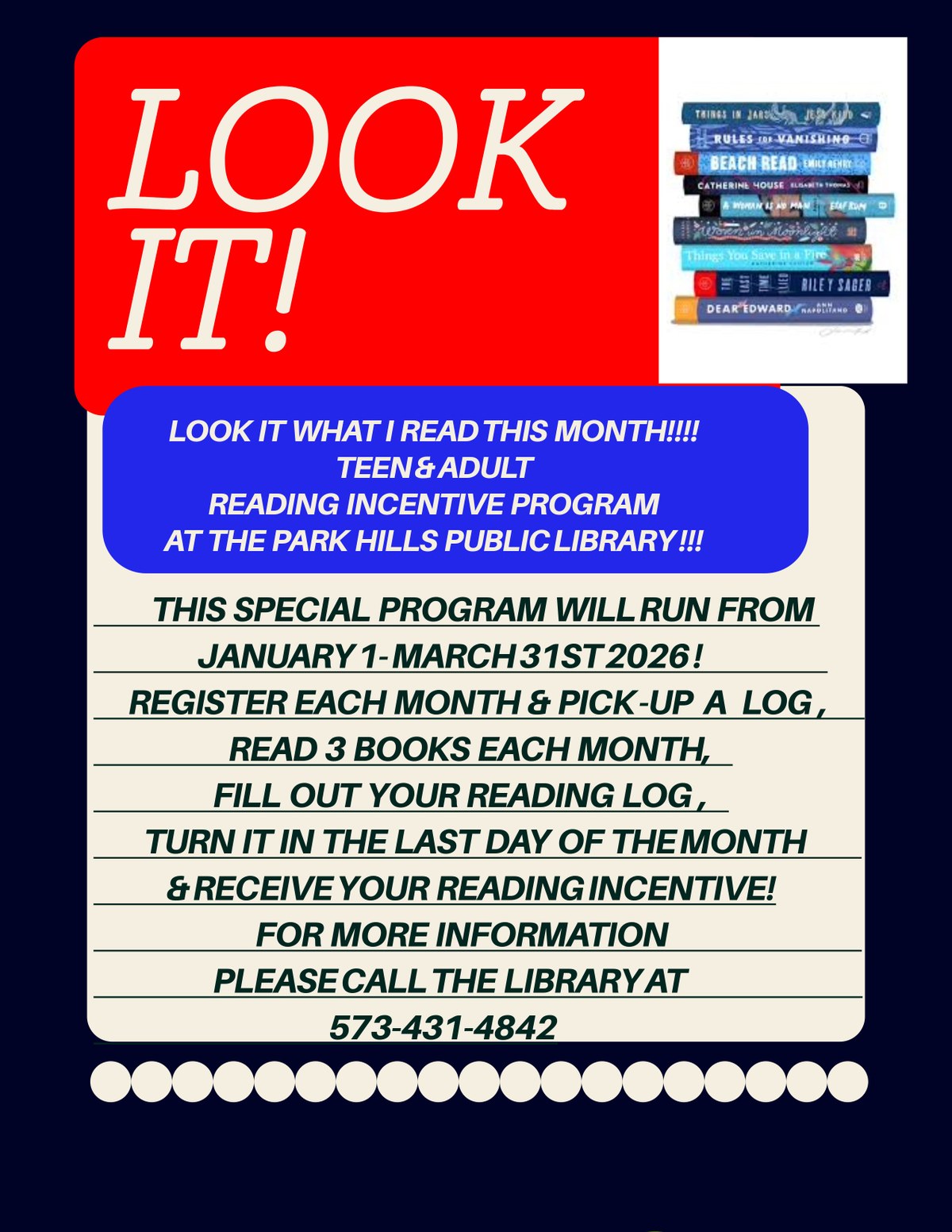 Adult/Teen Look It Reading Incentive Program — Park Hills Public Library